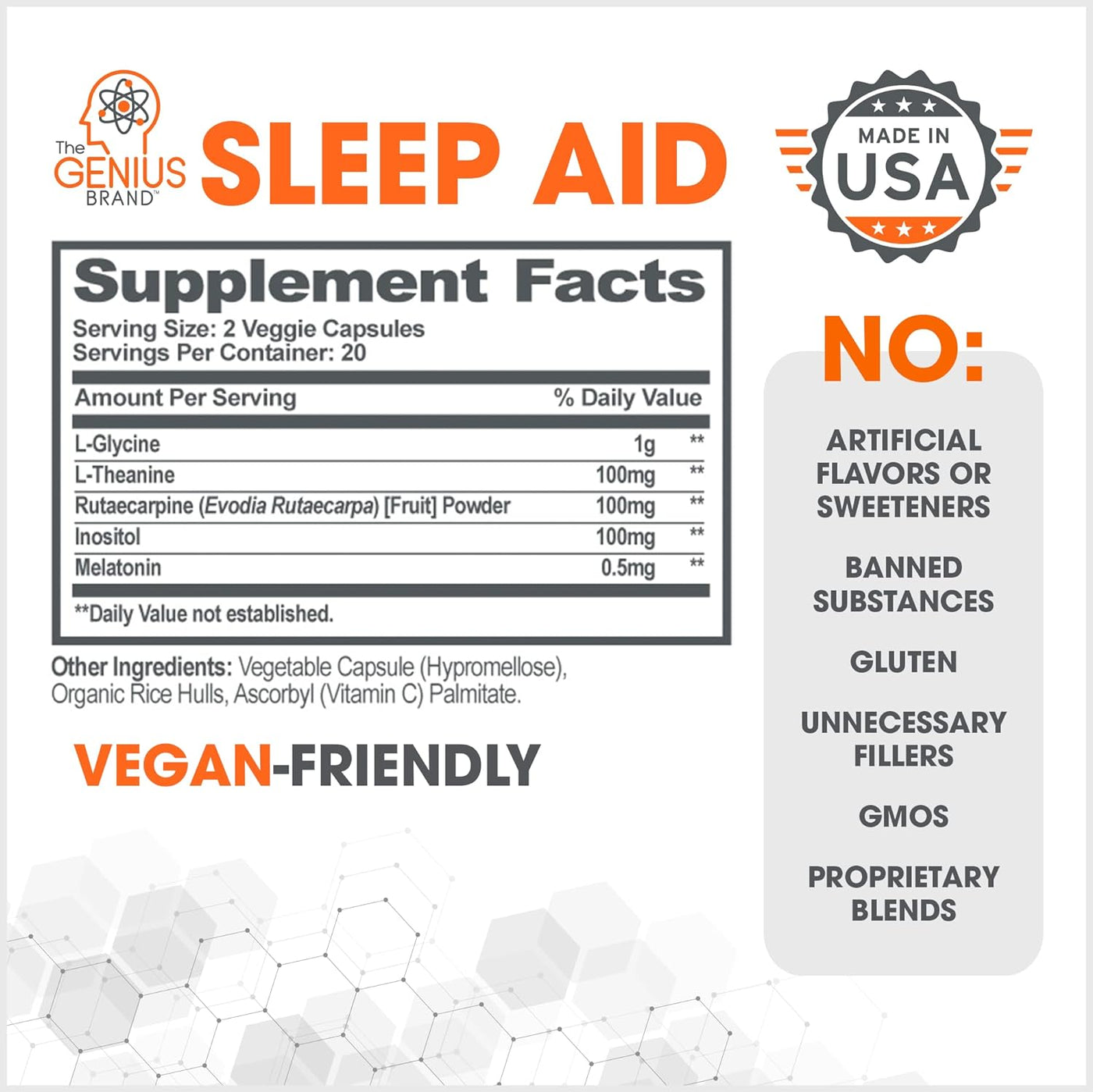 Genius Sleep Aid - Natural Formula for Deep Sleep & Adrenal Support