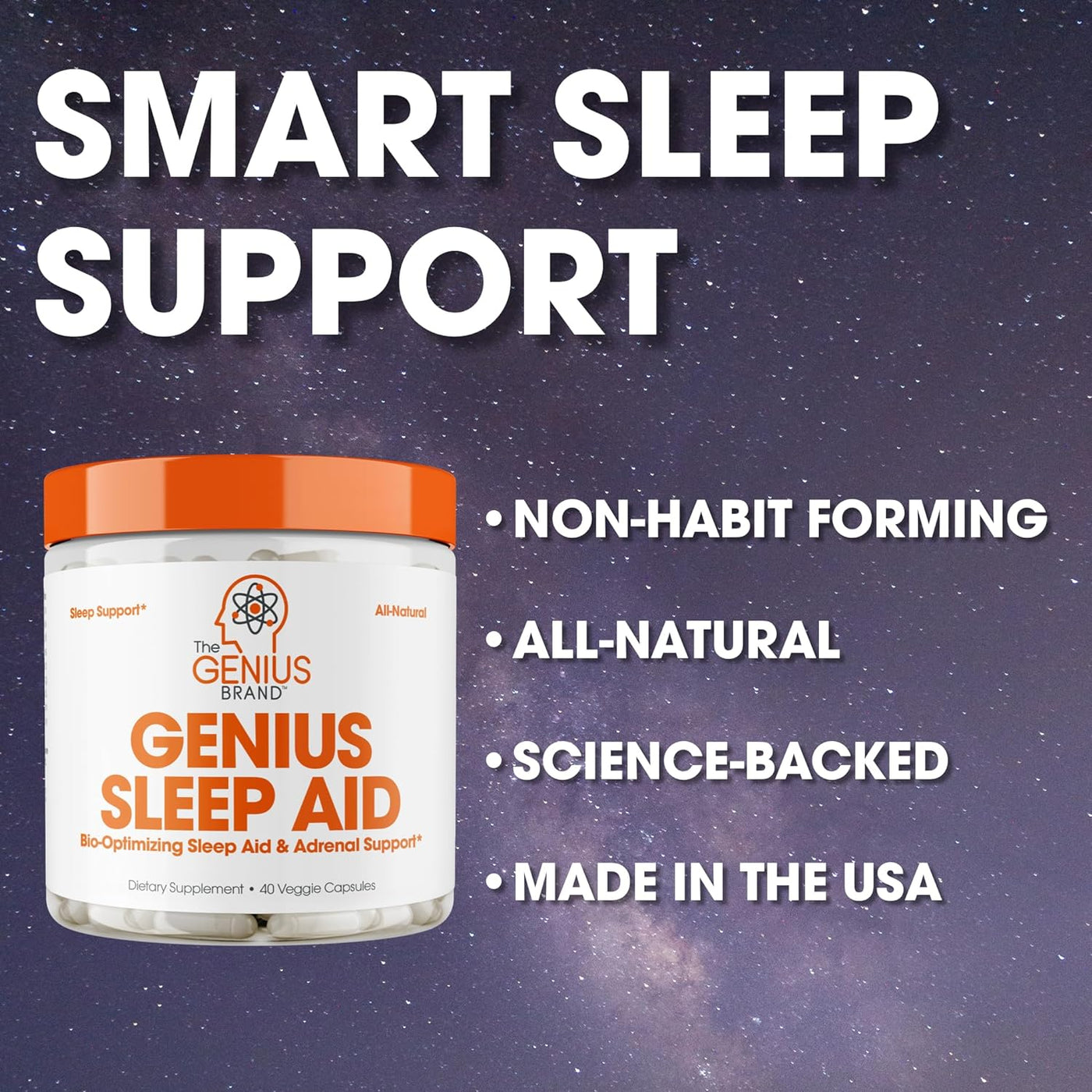 Genius Sleep Aid - Natural Formula for Deep Sleep & Adrenal Support