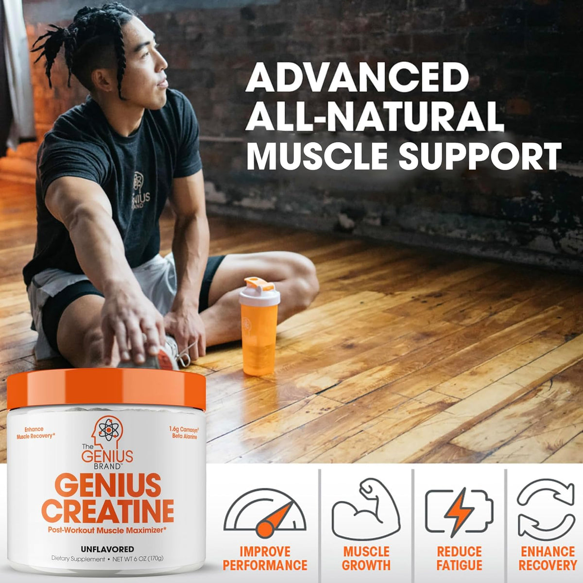 Genius Creatine w/ Creapure - Optimize Workouts for Strength & Endurance