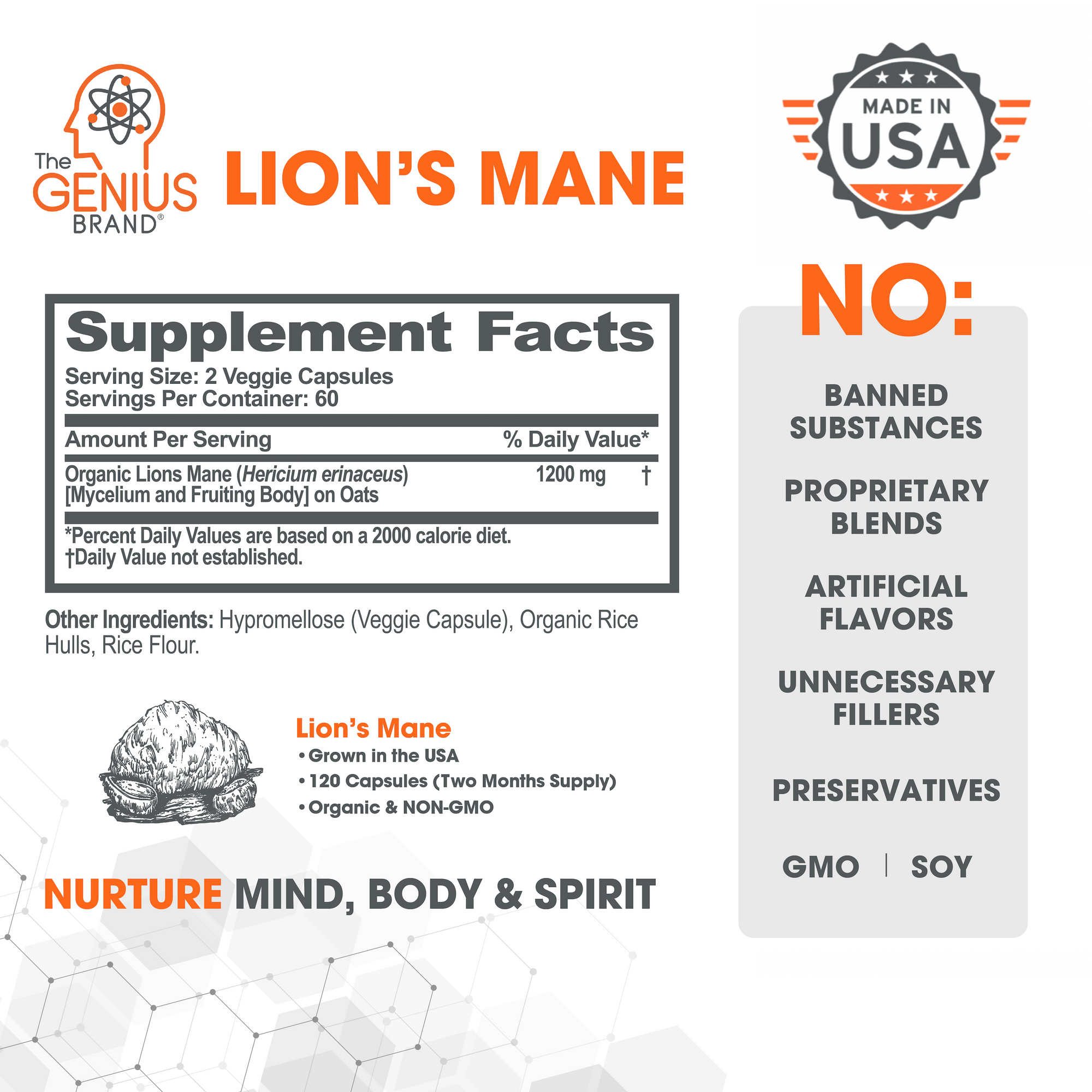 Genius Lion's Mane - Premium Mushroom Supplement for Focus & Memory