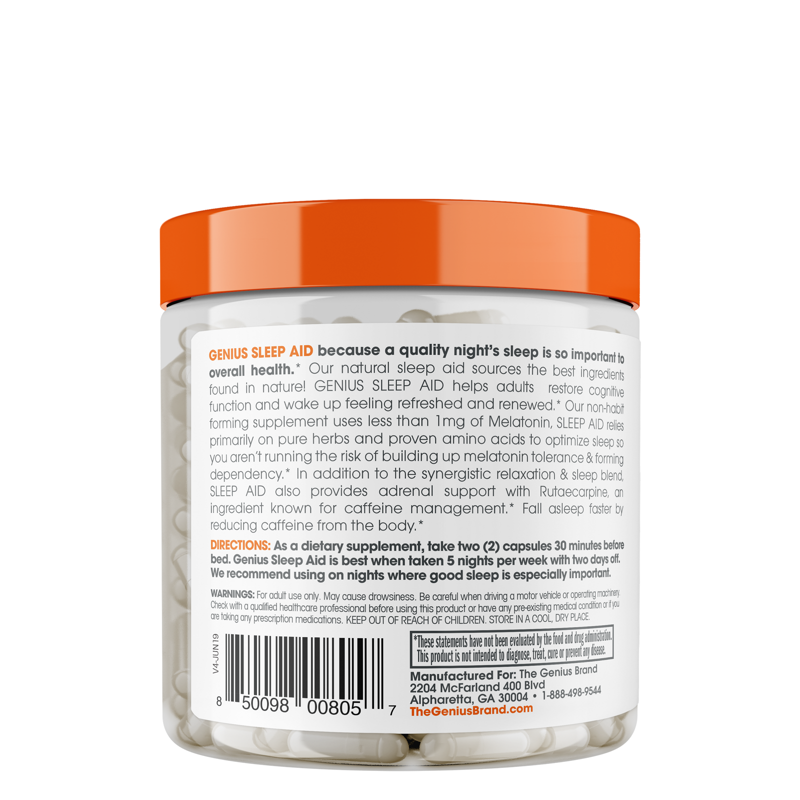 Genius Sleep Aid - Natural Formula for Deep Sleep & Adrenal Support